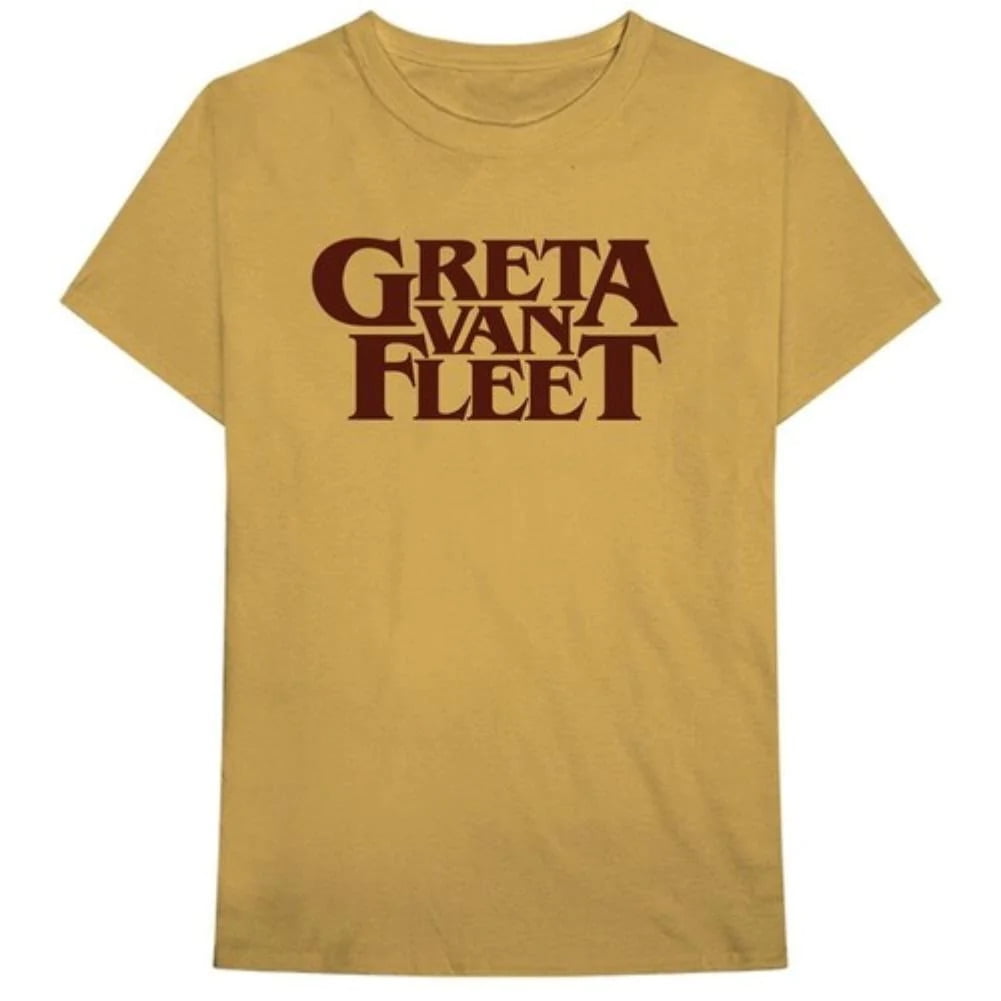 Greta Van Fleet - Old Gold Logo Men's Gold T-Shirt - Walmart.com