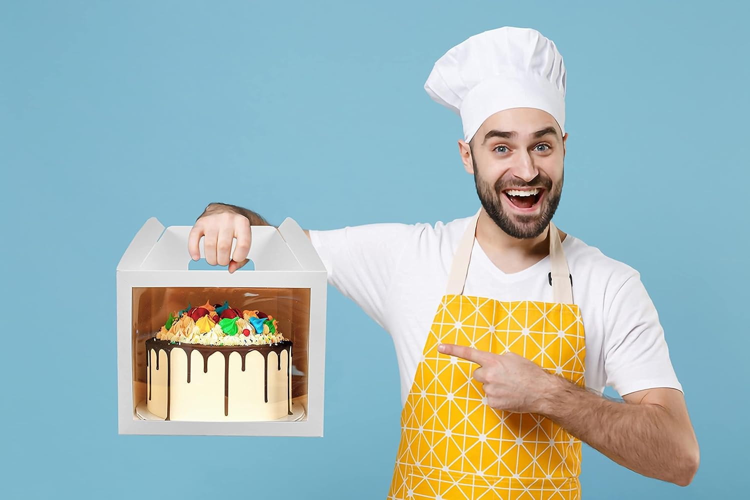 Gretel 10x10x8 Cake Box Tall with Clear Display Window and Handle ...