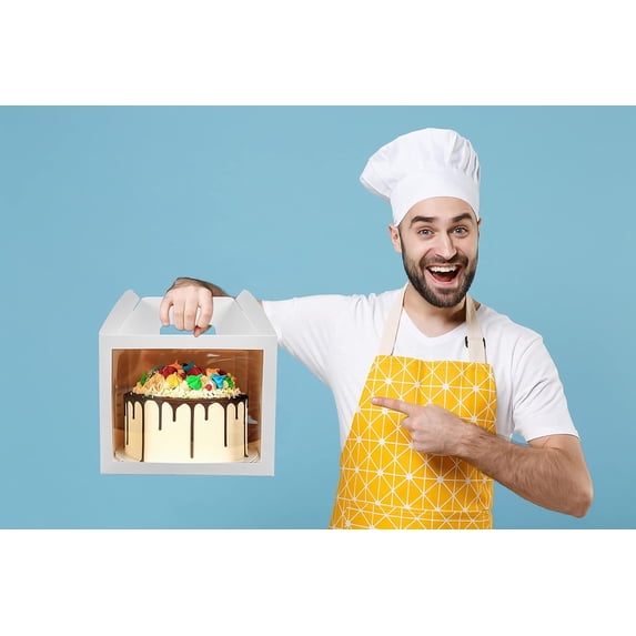Gretel 10x10x8 Cake Box Tall with Clear Display Window and Handle ...