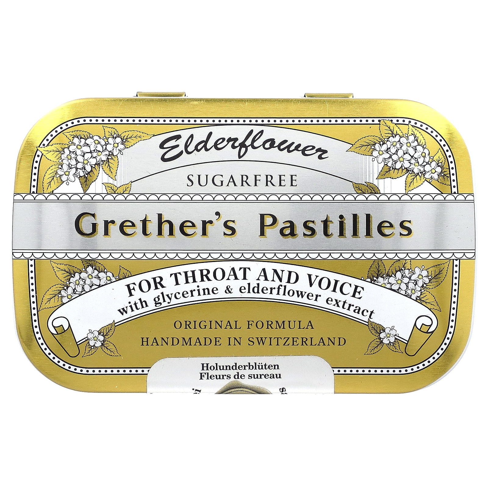 Grether's Pastilles Throat & Voice Soother, Sugar Free, Elderflower, 24 ...