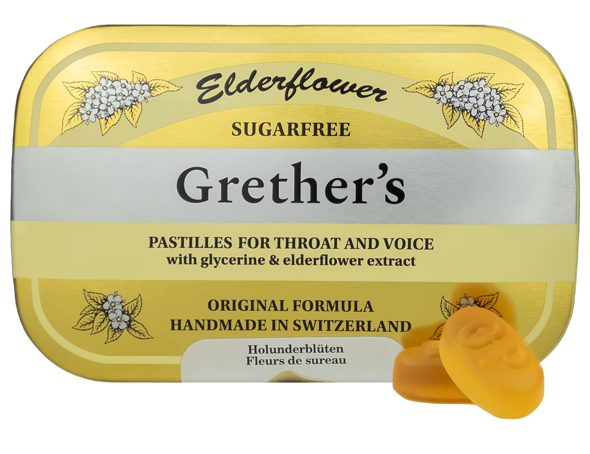 Grether's Pastilles Throat & Voice Soother, Sugar Free, Elderflower, 24 ...