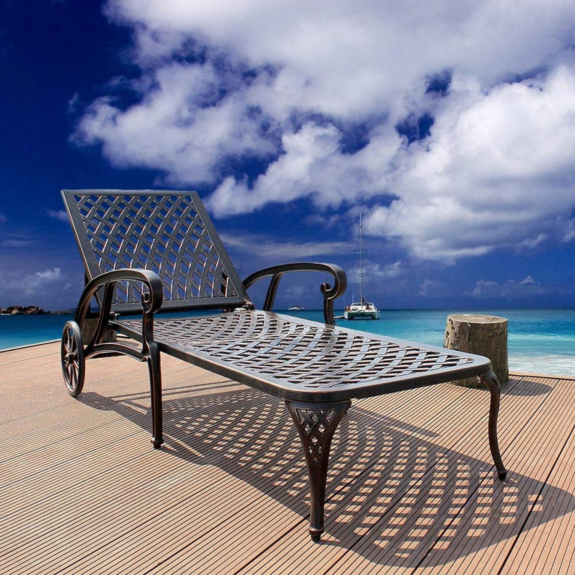 Gretop Cast Aluminum Patio Lounge Chair,Adjustable Reclining Chaise ...