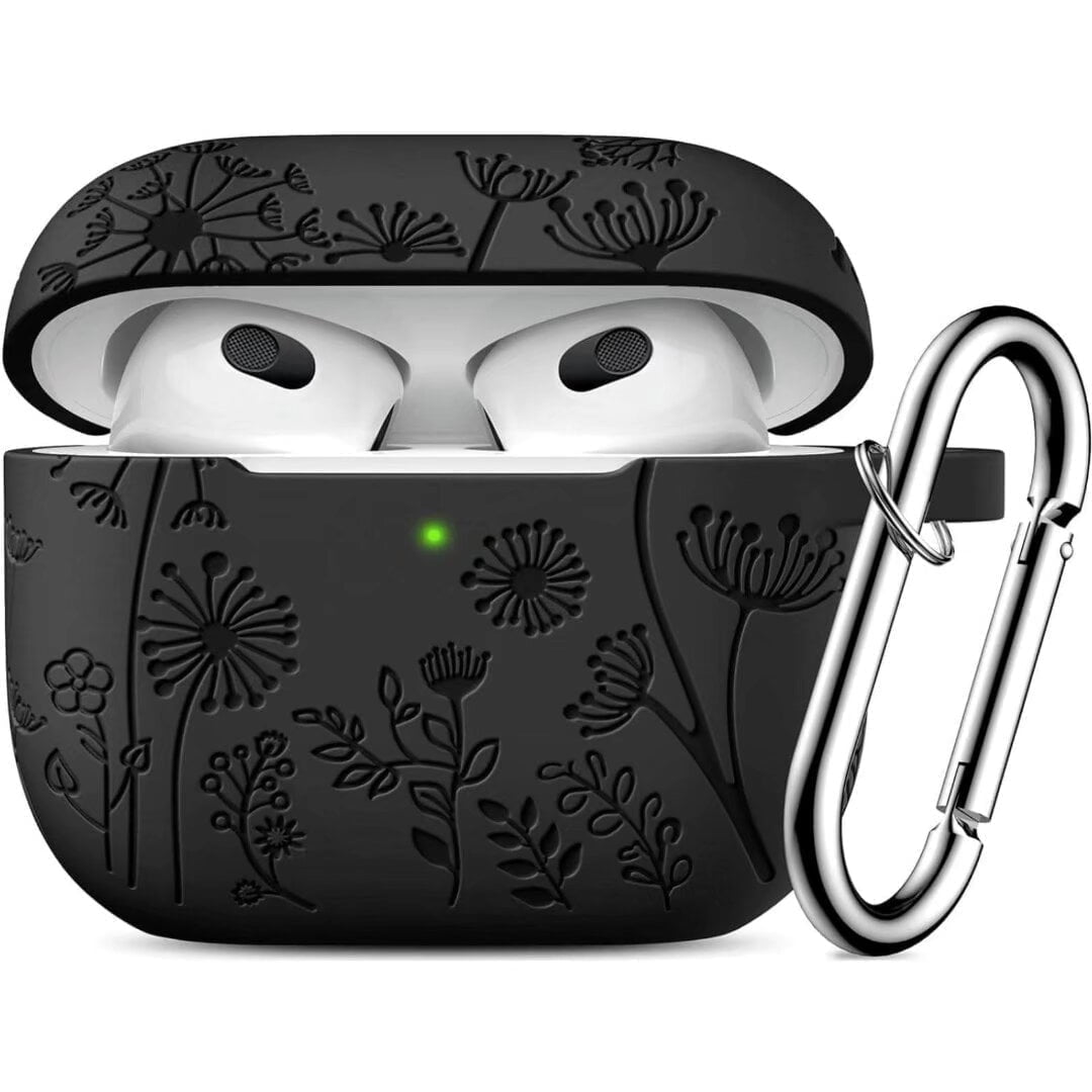 Comvin for AirPods 3rd Generation Case, Flower Engraved Soft Silicone Protective Case for Apple ...
