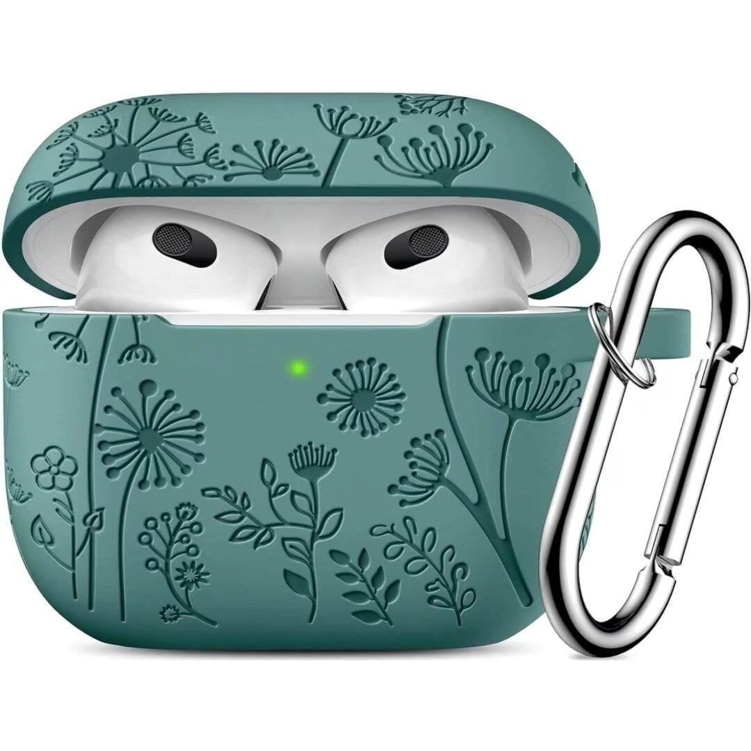 Comvin for AirPods 3rd Generation Case, Flower Engraved Soft Silicone ...