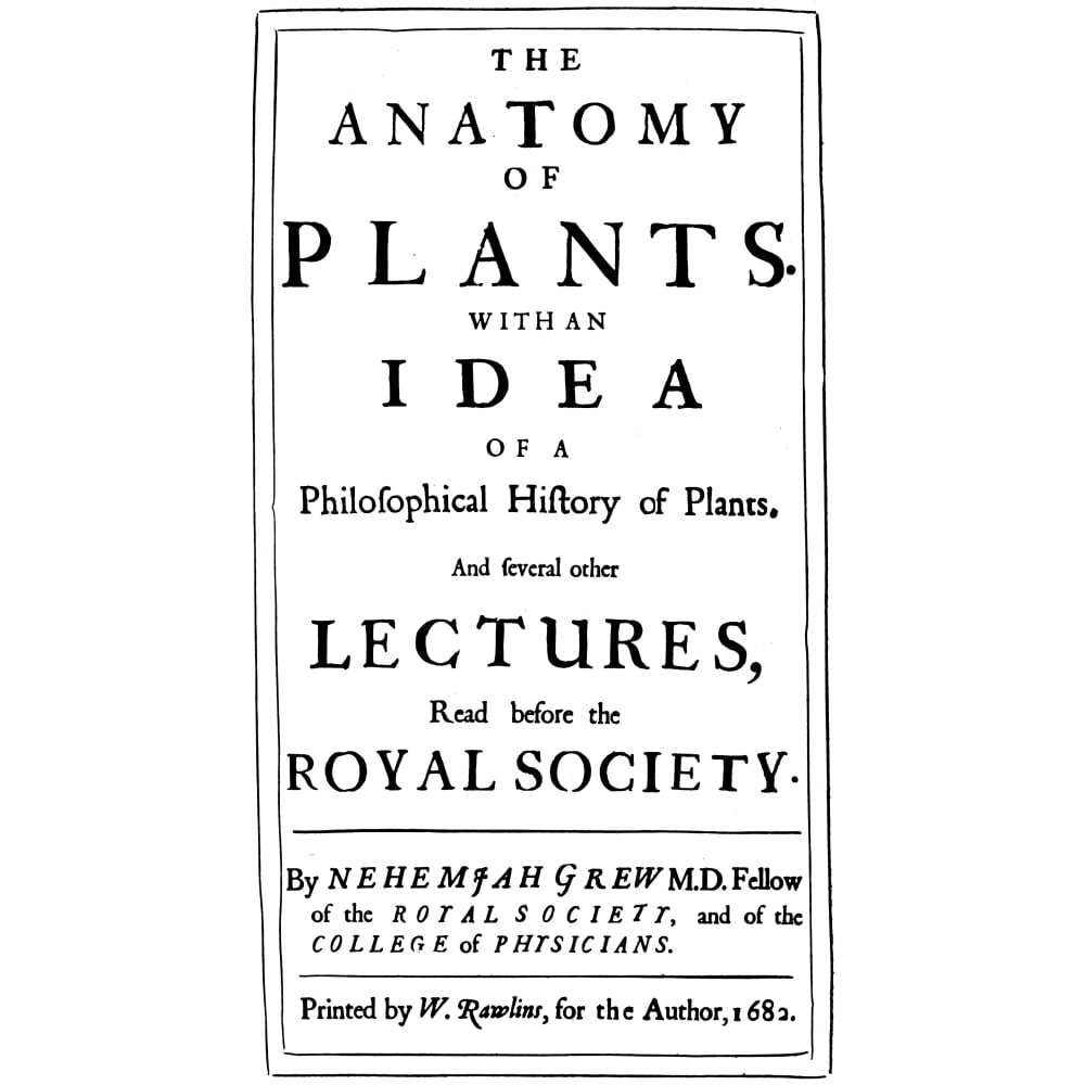 Grew Anatomy Of Plants. Ntitle-Page Of The First Edition Of 'The ...