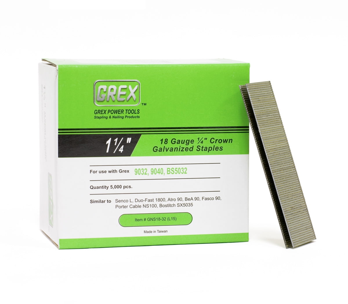Grex GNS18 1-1/4 in. 18 Gauge 1/4 in. Crown Galvanized & Coated Staples ...