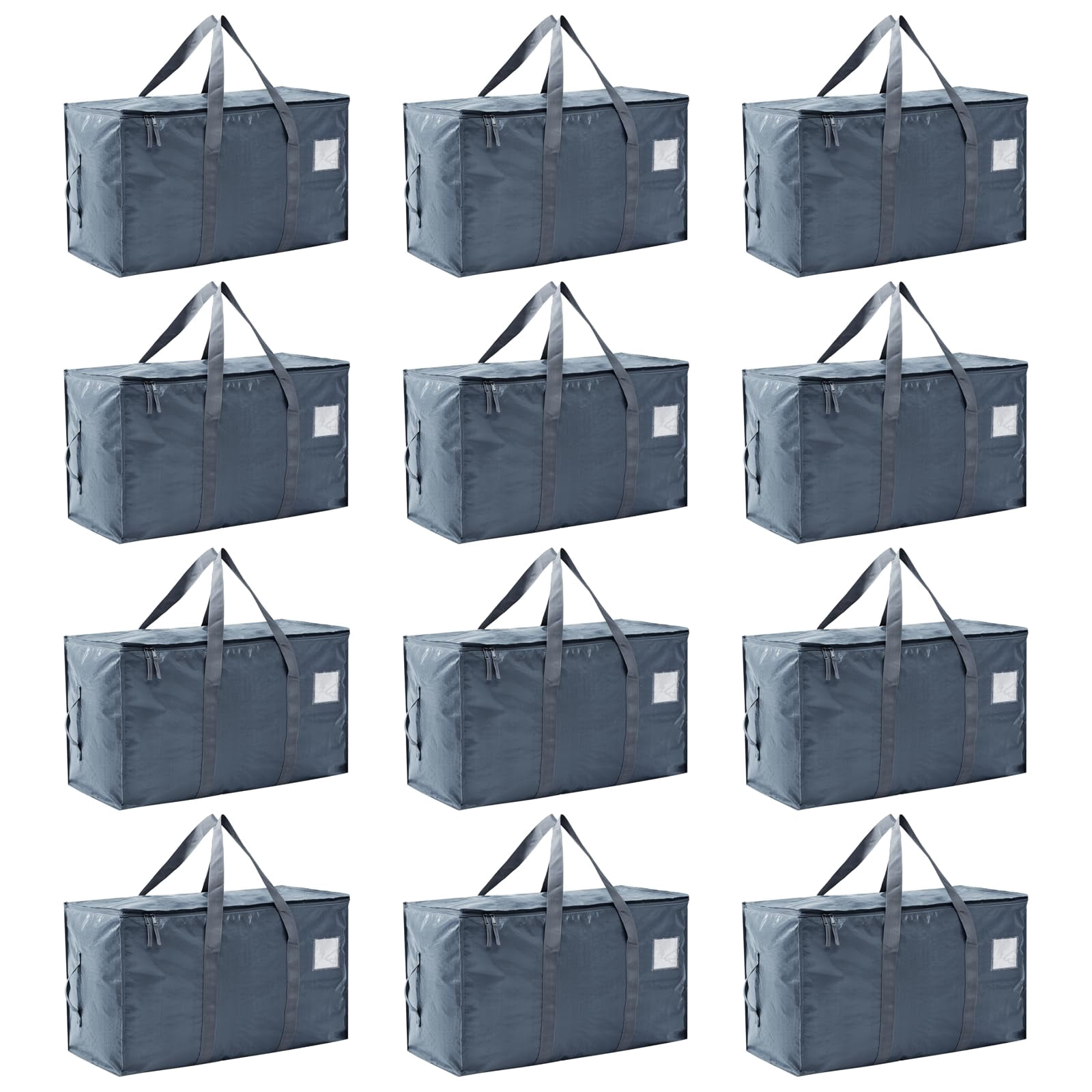 Grey 12 Pack Heavy Duty Extra Large Plastic Storage Totes with Lids ...