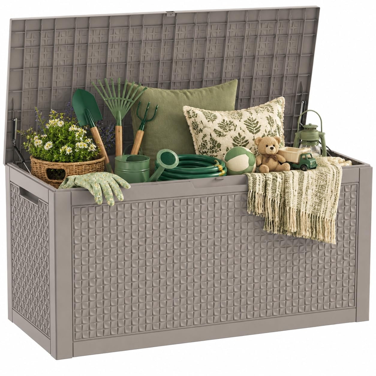 Grey 160 Gallon Waterproof UV Outdoor Deck Storage Box with Bench ...