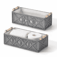 Grey 2-Pack Hand-Woven Cotton Storage Baskets, Multi-Use Organizer Bins ...