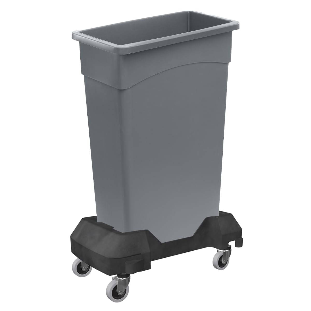 [Grey] 23 Gallon Slim Trash Can with Dolly, Commercial Rolling Trash ...