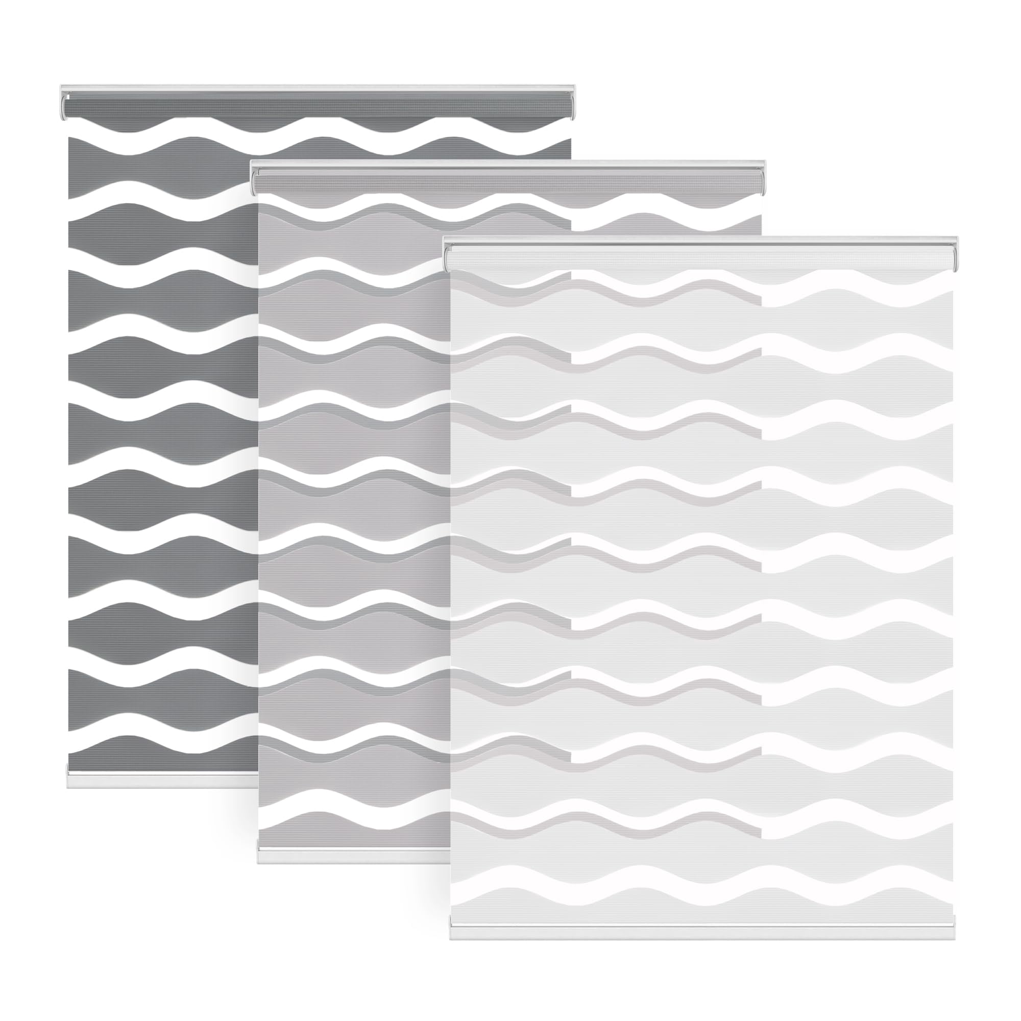Grey 47" W × 72" H Zebra Window Blinds Dual Layer Light Control Roller ...