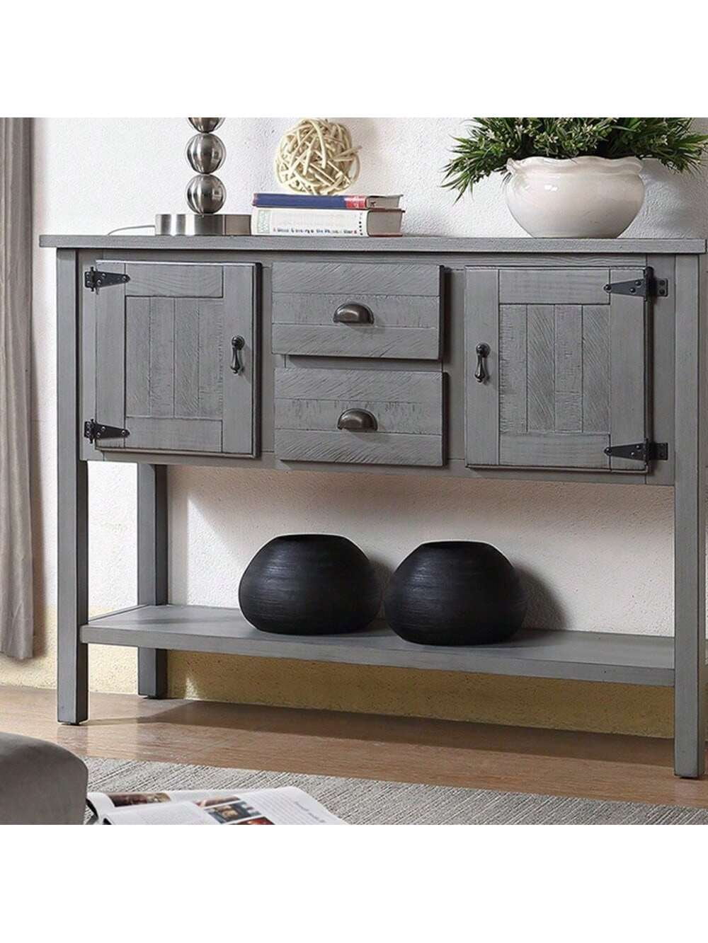 Grey 48" W Buffet Sideboard Cabinet With 2 Doors And 2 Drawers, Buffet ...