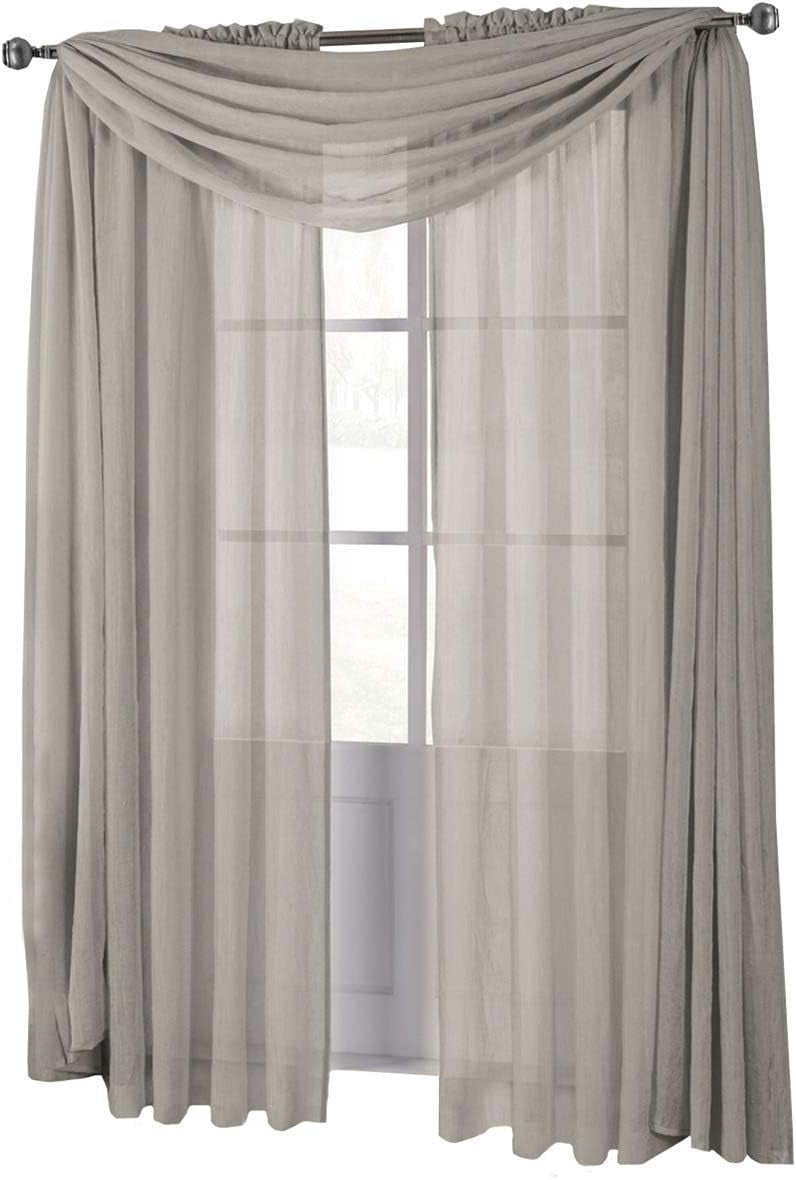 Grey 50" W X 63" L Crushed Sheer Curtain Panel with Rod Pocket ...