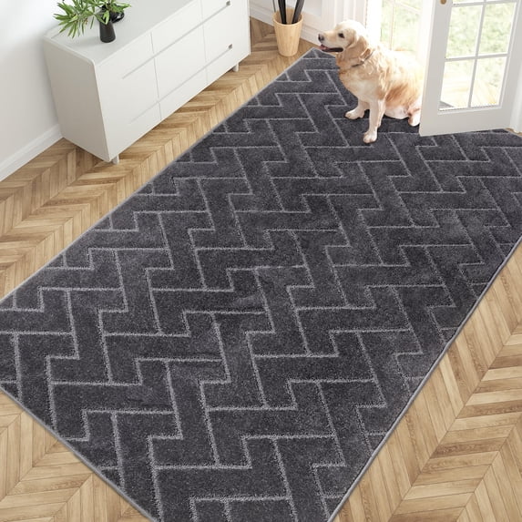 Grey 54" X 84" Area Rug, Non-Slip Machine Washable Floor Mat for ...