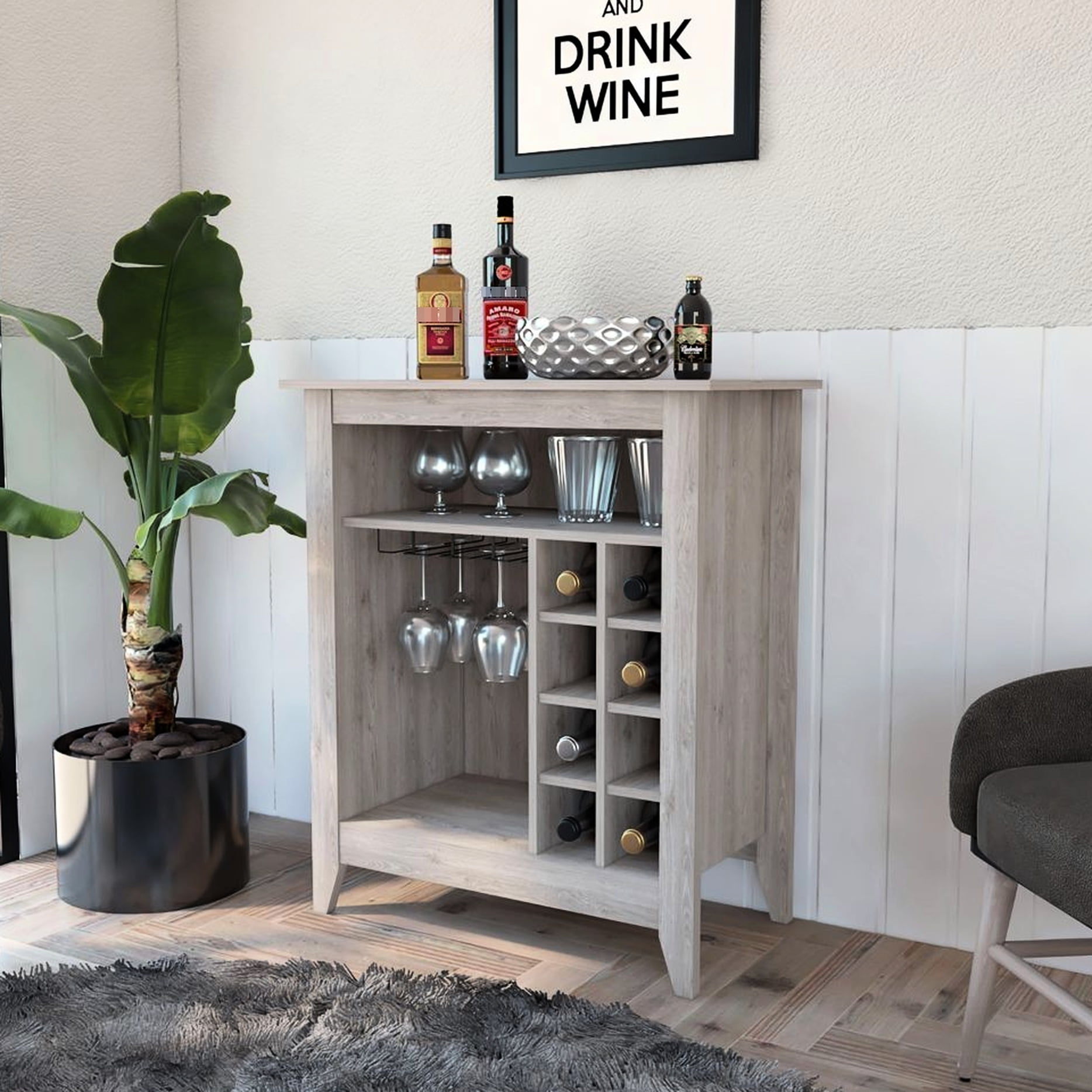 Grey 6 Bar Cabinet With Energetic 1 Shelf And Drawer 1 1-shelf In ...