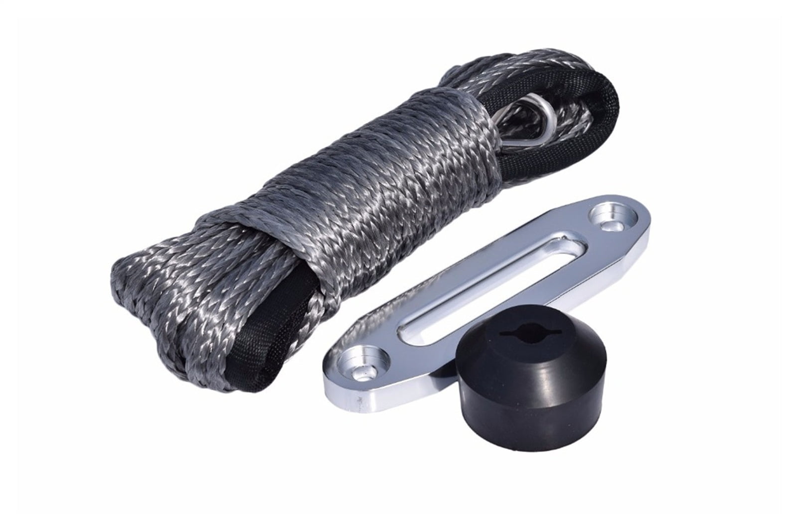 Grey 6mm*15m Synthetic Winch Cable Rope Add 4500lbs Hawse Fairlead And ...