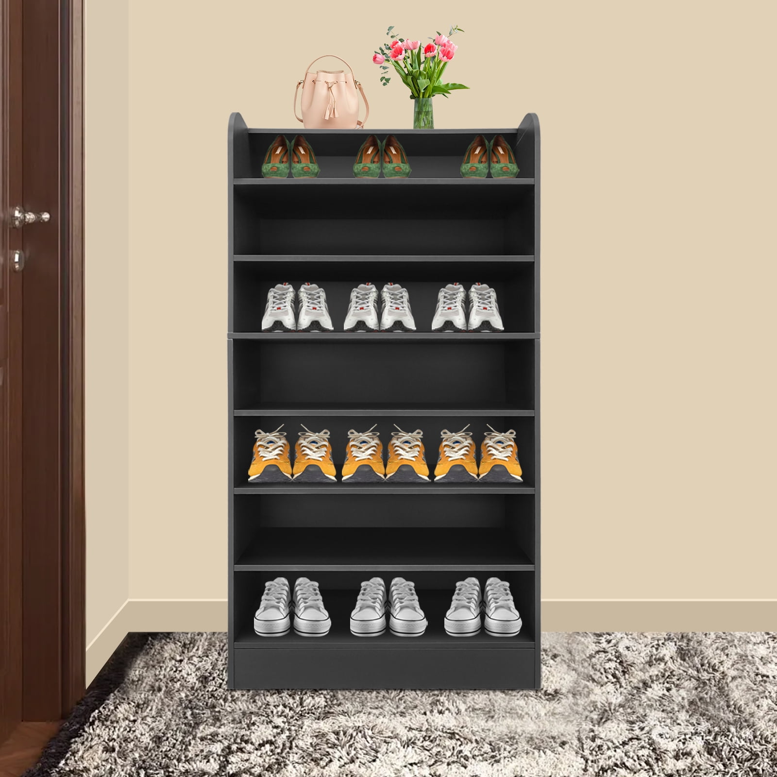 Grey 7-Tier Shoe Rack, Density Board, Space-Saving Design, Best for ...