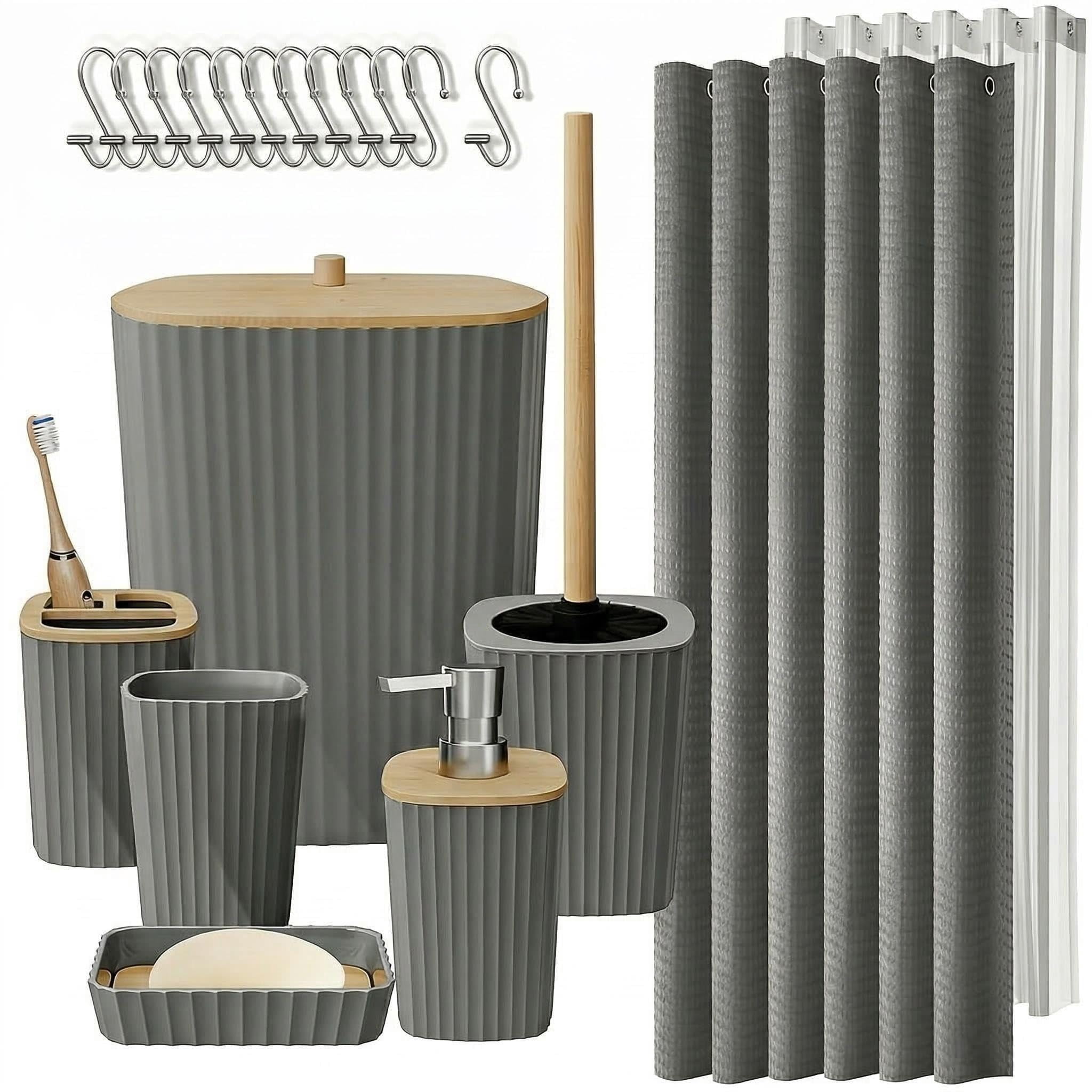 Grey 7pack Bathroom Accessory Set - Walmart.com