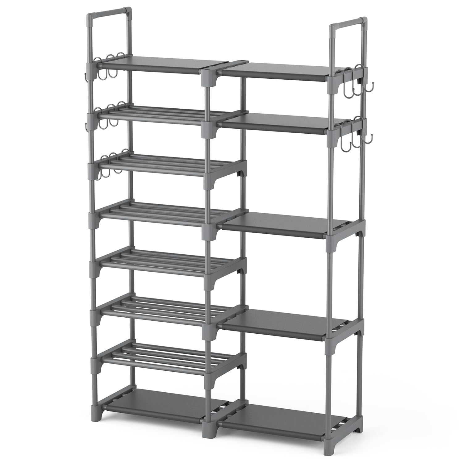 Grey 8 Tier Metal Shoe Rack, Holds 26-32 Pairs For Closet Entryway ...