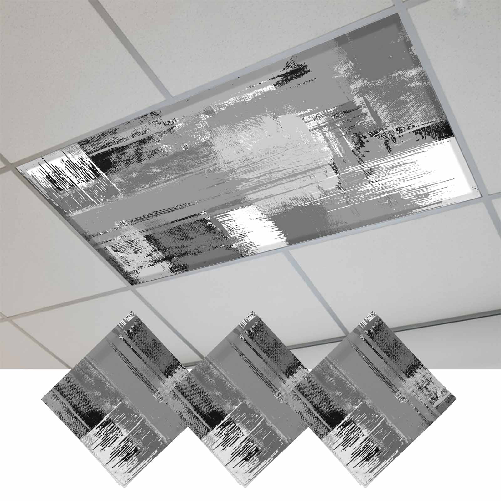 Grey Abstract Fluorescent Light Covers, Modern Mottled Art Oil Painting ...