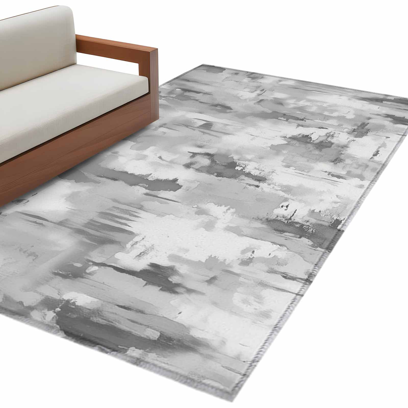Grey Abstract Large Area Rugs for Bedroom Living Room, Soft Non Slip ...