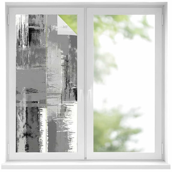 Grey Abstract Window Privacy Film, Modern Mottled Art Oil Painting ...