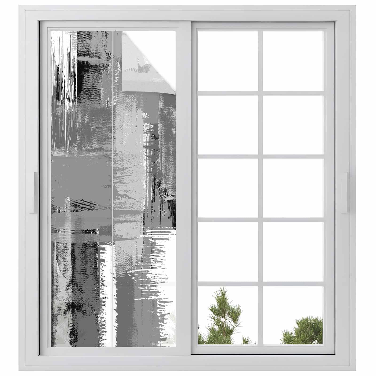 Grey Abstract Window Privacy Film, Modern Mottled Art Oil Painting ...