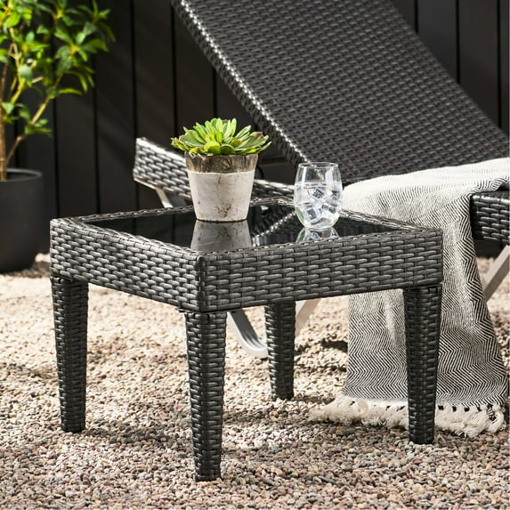 Grey Accent Table For Outdoors - And Rain Outdoor With Tempered Glass ...