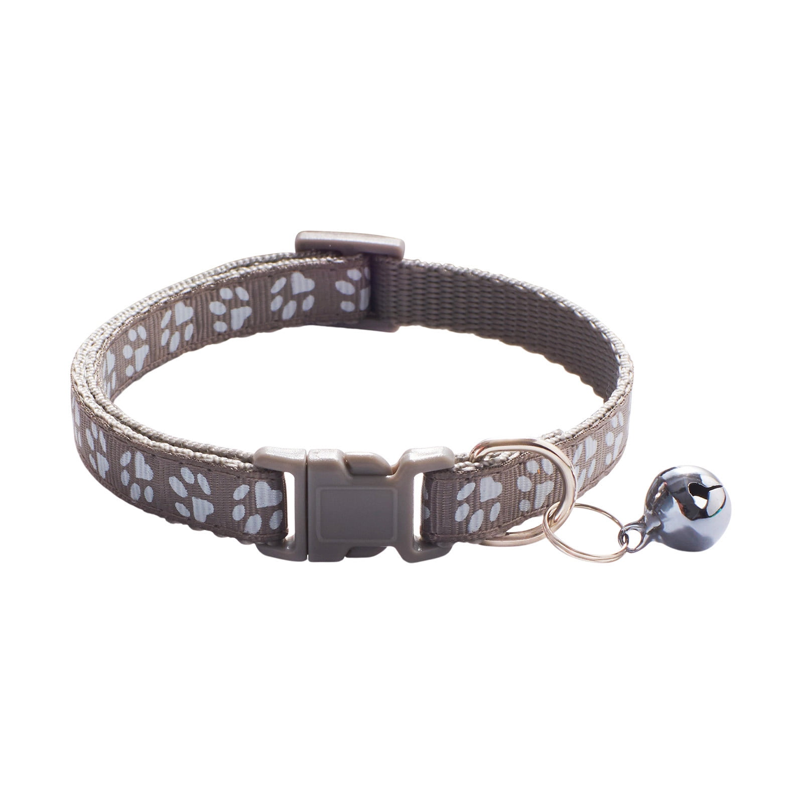 Grey Adjustable Cat Collar With Bell Safety Breakaway Clasp Reflective ...