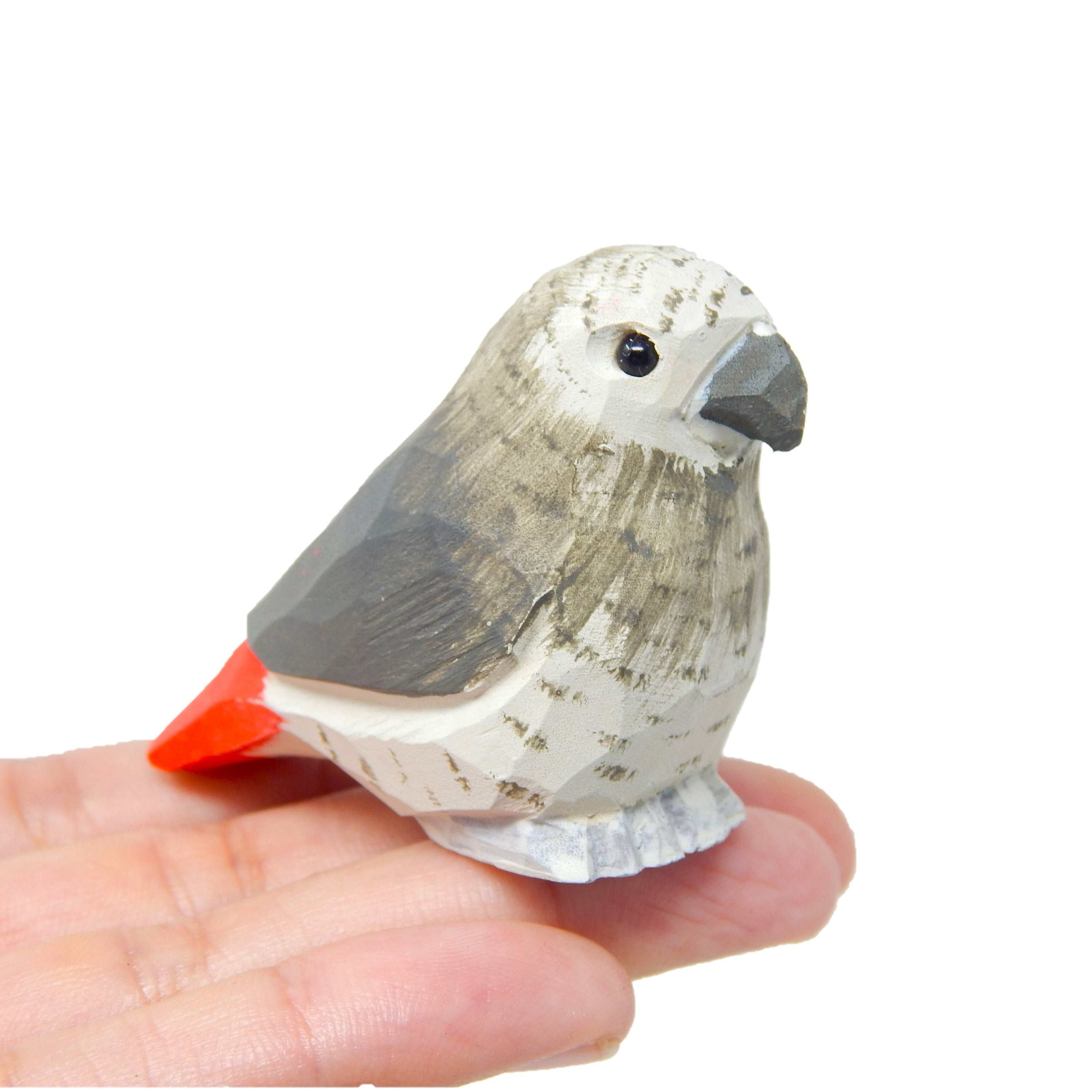 Grey African Parrot Wood Figurine Statue Sculpture Ornament Decor ...