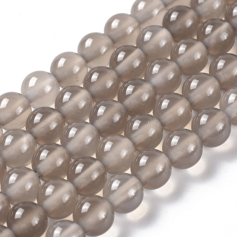 Grey Agate Bead Strands Round Grade A 6mm Hole: 1mm about 62pcs/strand ...