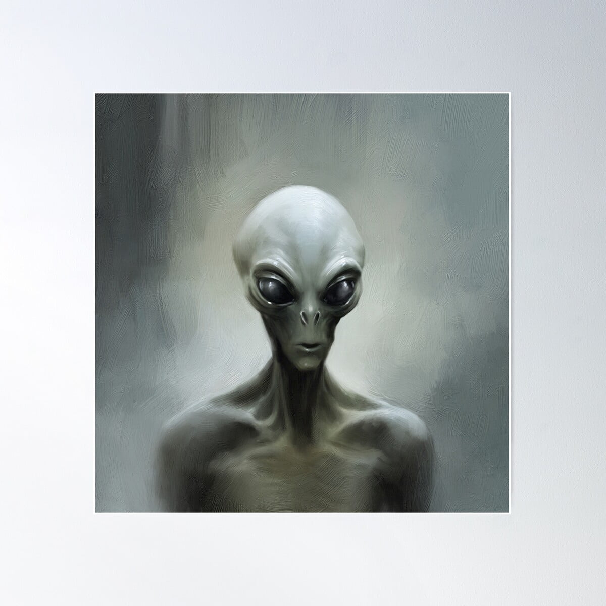 Grey Alien, Illustration, Portrait Poster Wall Art, Modern Wall Decor ...