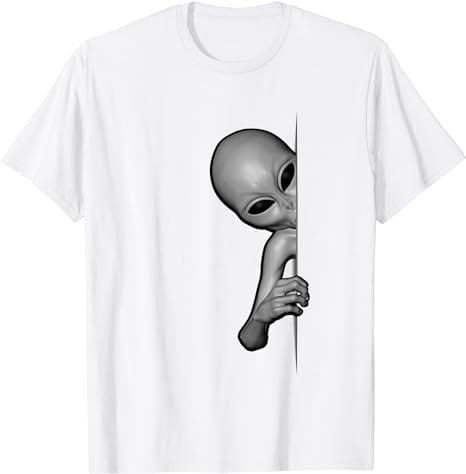 Grey Alien Peeking - Zeta Reticuli Ufonaut - UFO Abduction T-Shirt ...