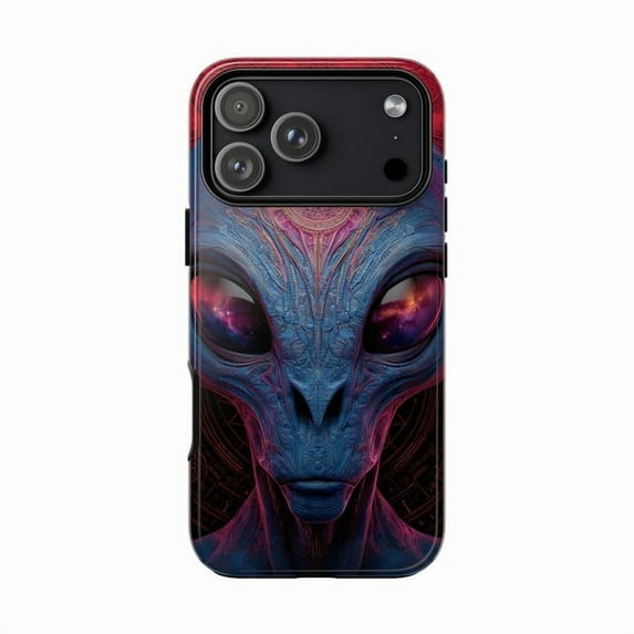 Grey Alien Psychedelic Abstract Space Surreal Case for iPhone 17 16 15 ...