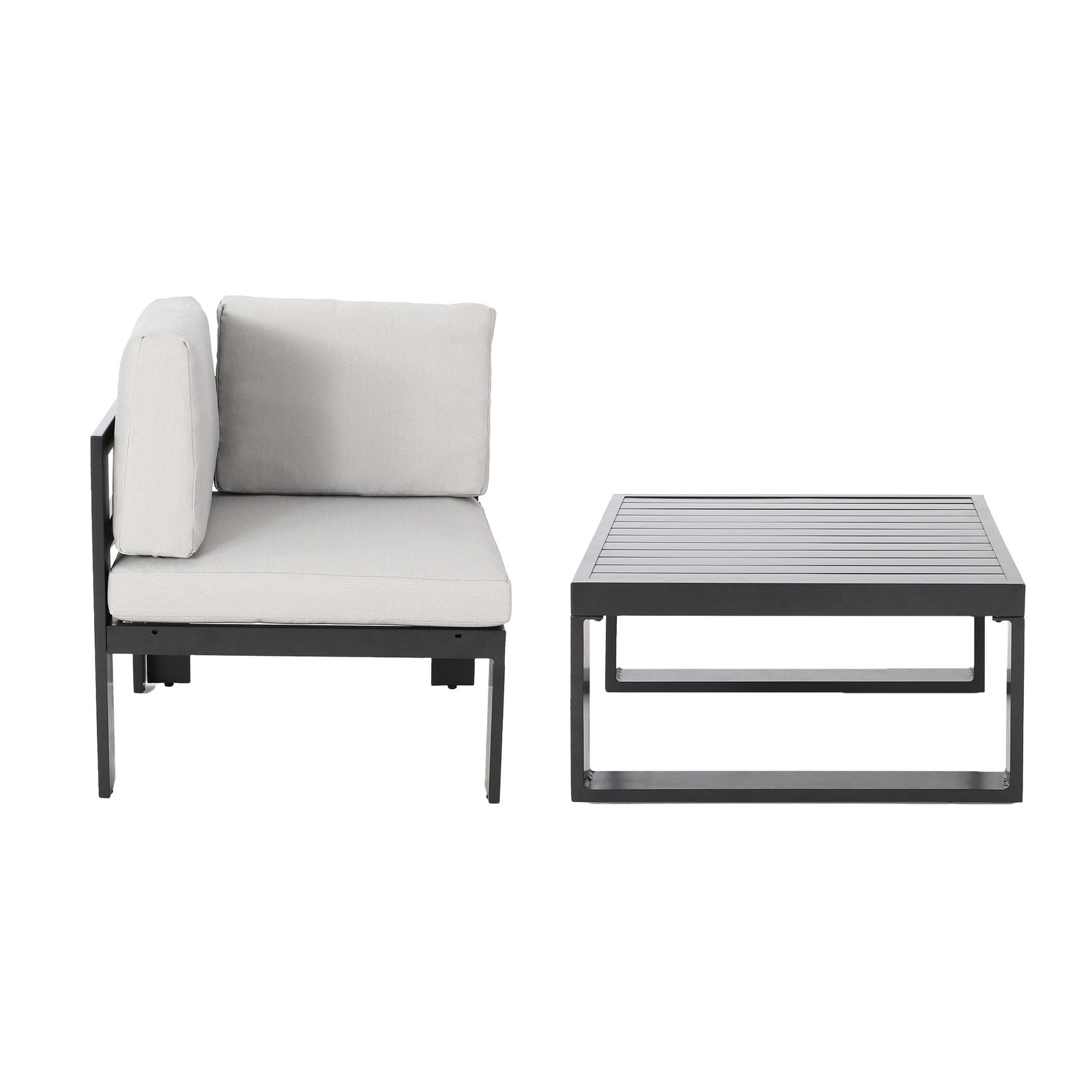 Grey Aluminium Corner & Coffee Table with 27.50 in. Width and Depth ...