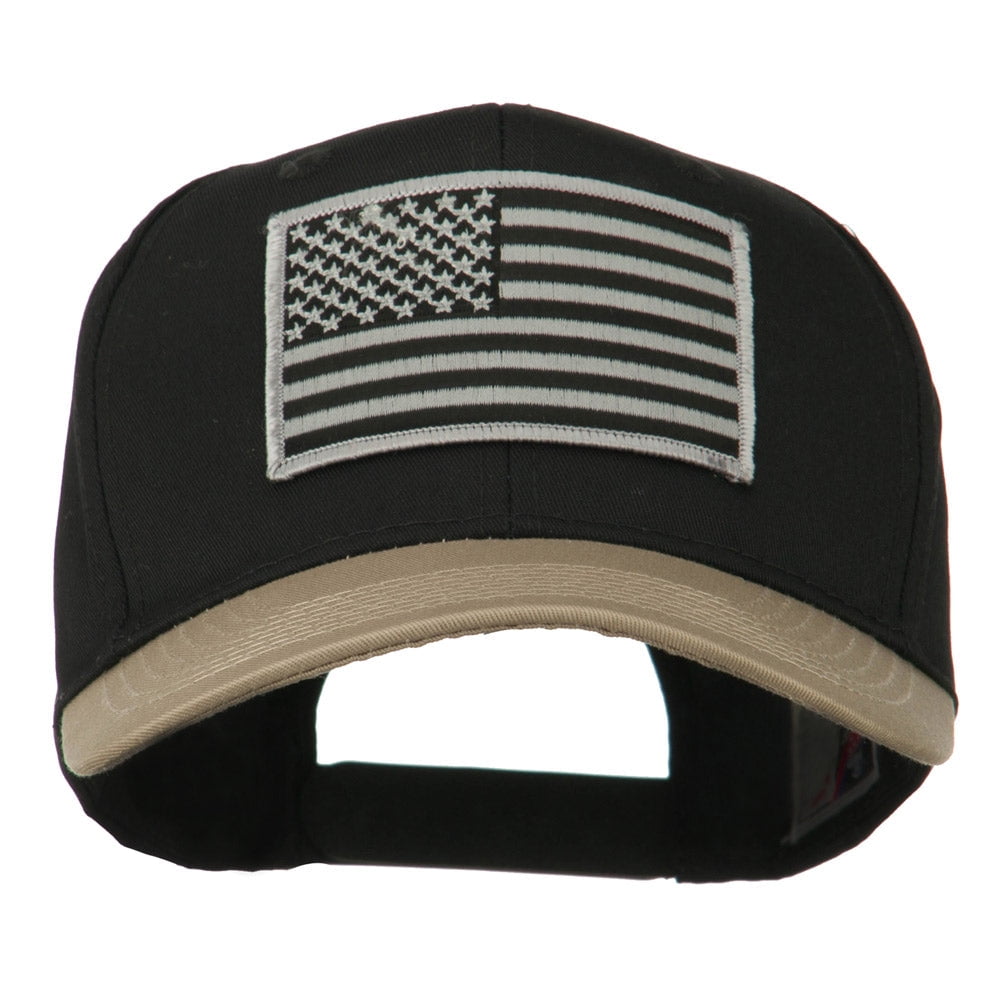 Grey American Flag Patched Pro Style Cap - Khaki Black OSFM - Walmart.com