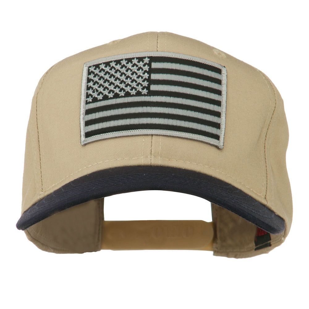 Grey American Flag Patched Pro Style Cap - Navy Khaki OSFM - Walmart.com