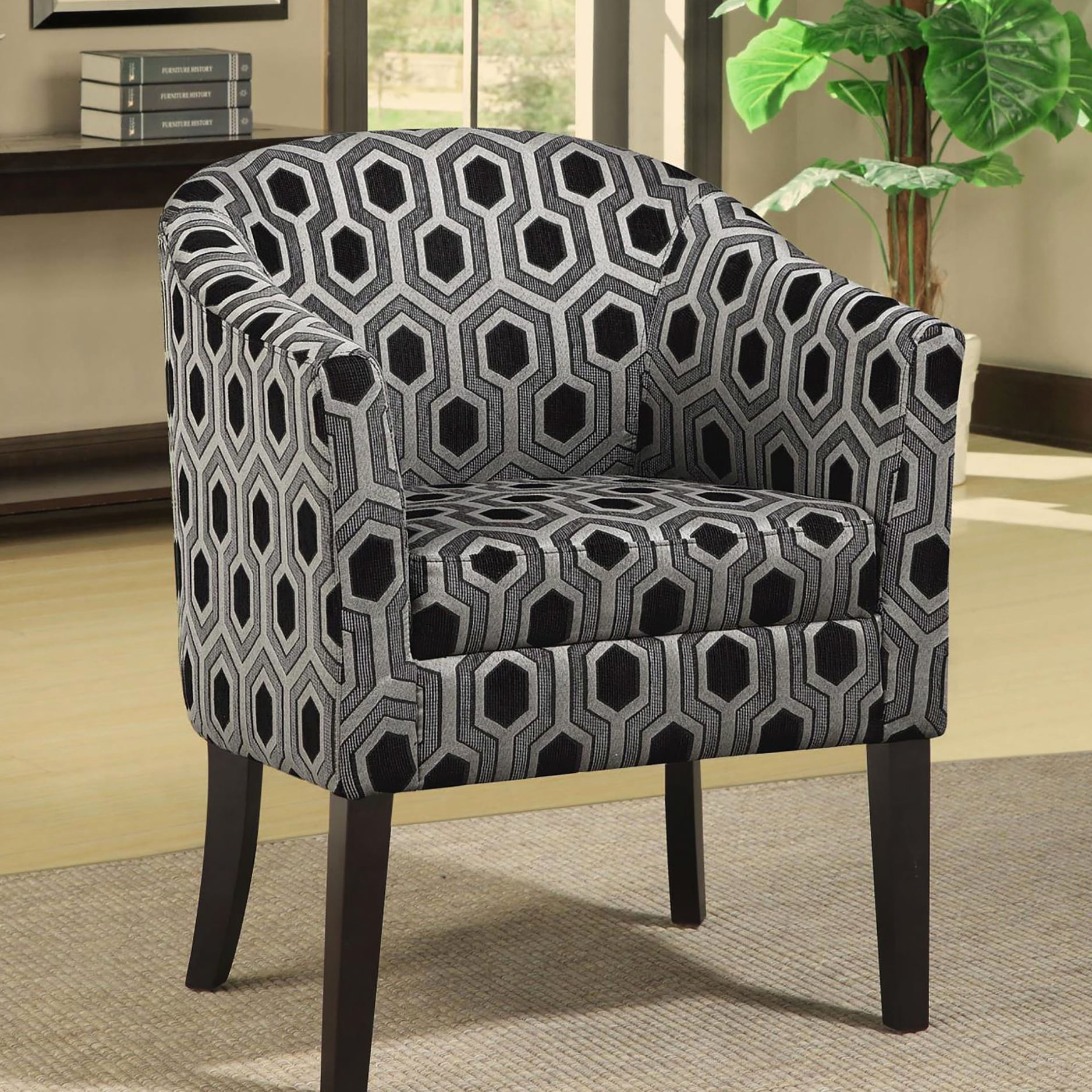 Grey And Black Back Chair With Foam Filled Slim Legs Modern Accent ...