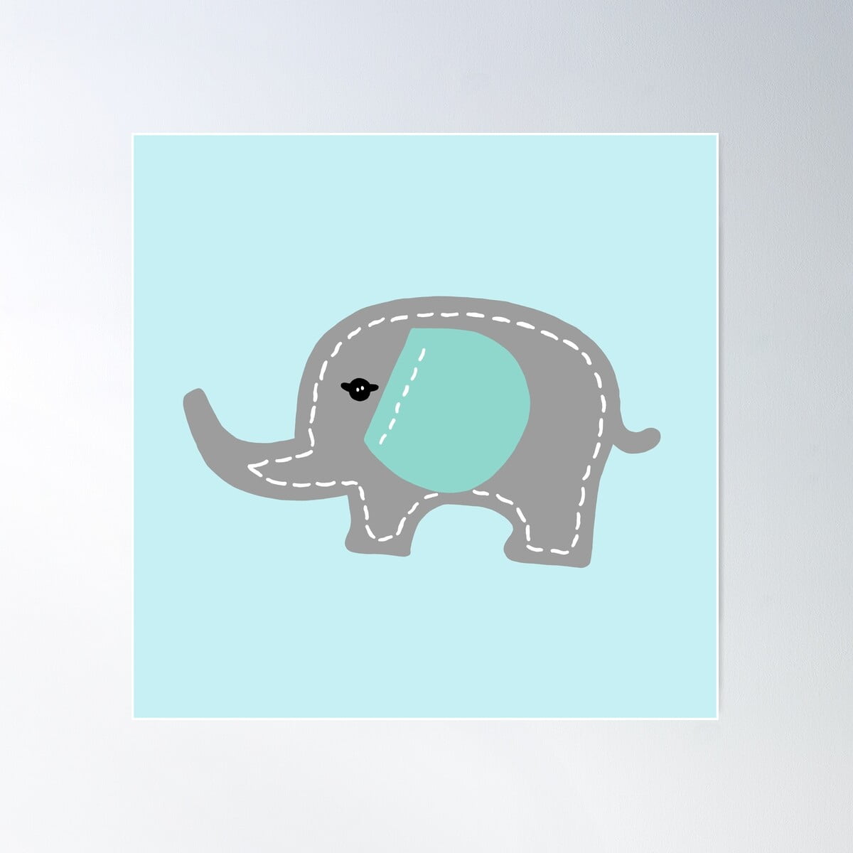 Grey And Blue Elephant Poster Wall Art, Modern Wall Decor For Living ...