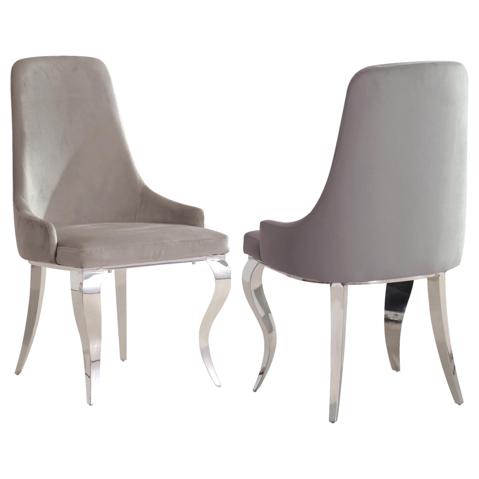 Grey And Chrome Upholstered Back Dining Chairs (Set Of 2) - Walmart.com
