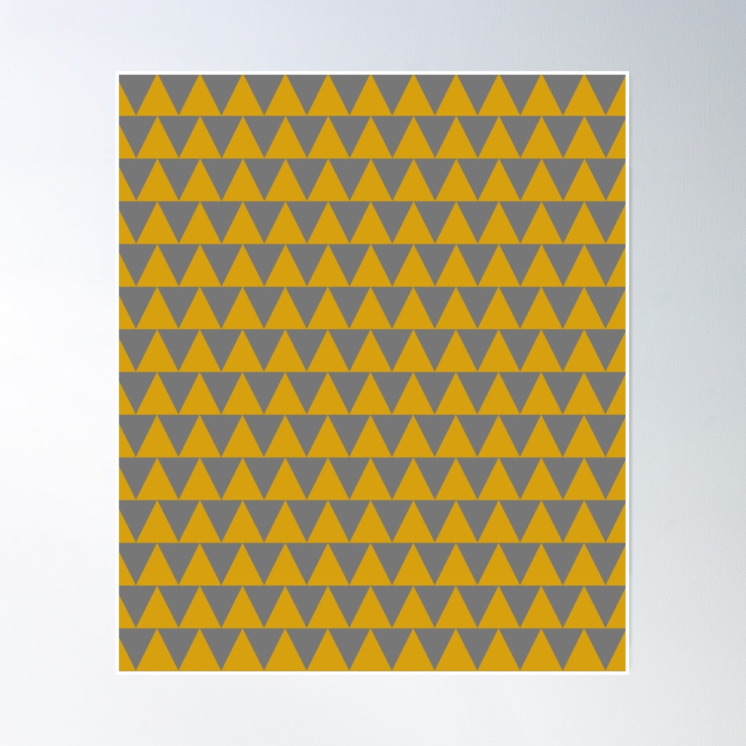 Grey And Mustard Yellow Triangle Geometric Pattern Poster Wall Art ...