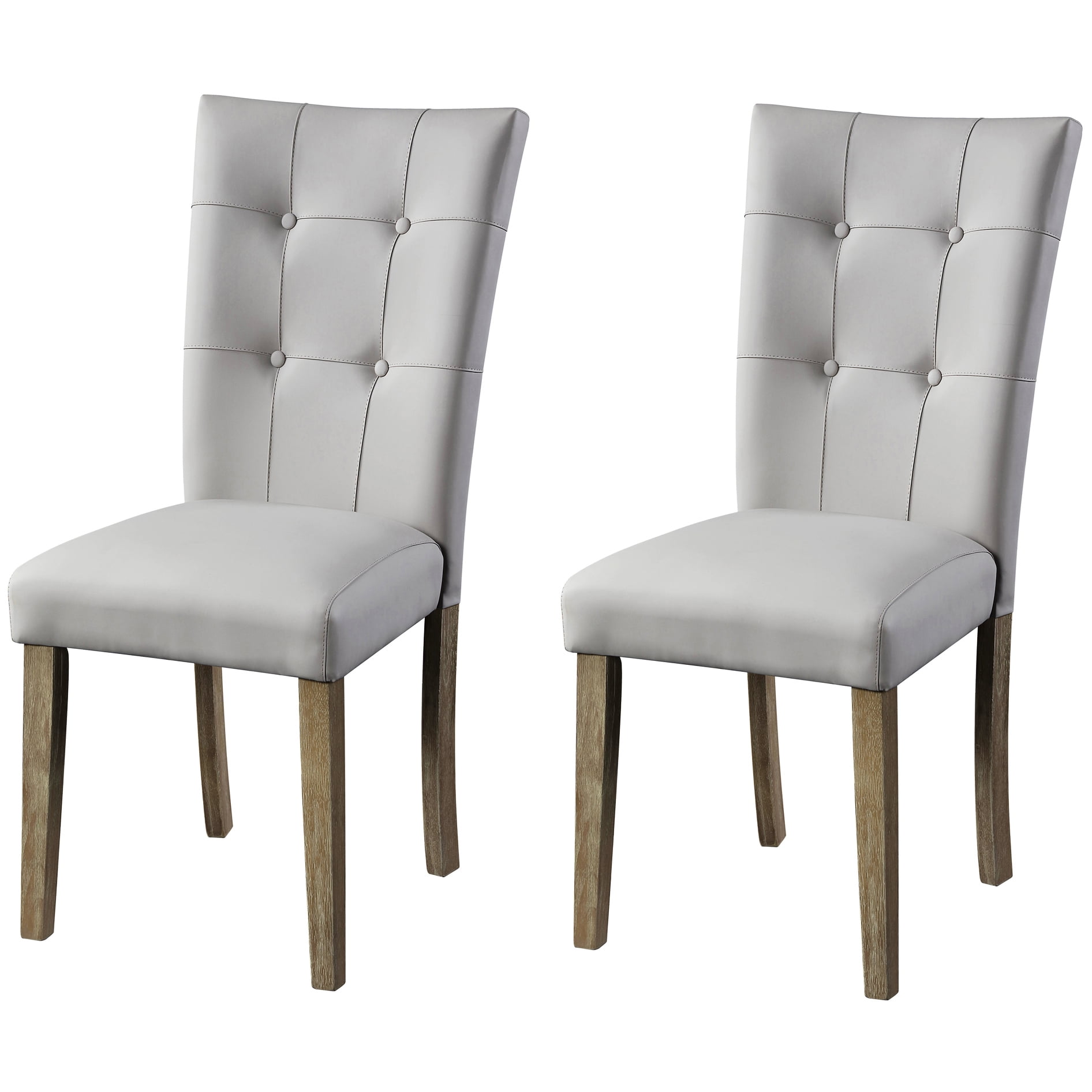 Grey And Oak Back Side Chairs (2) - Fashionable Dining With Faux ...