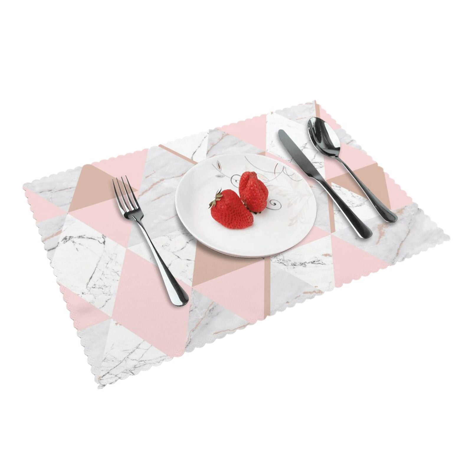 Grey And Pink Rose Gold Marble Diamond Placemats for Dining Table Set ...