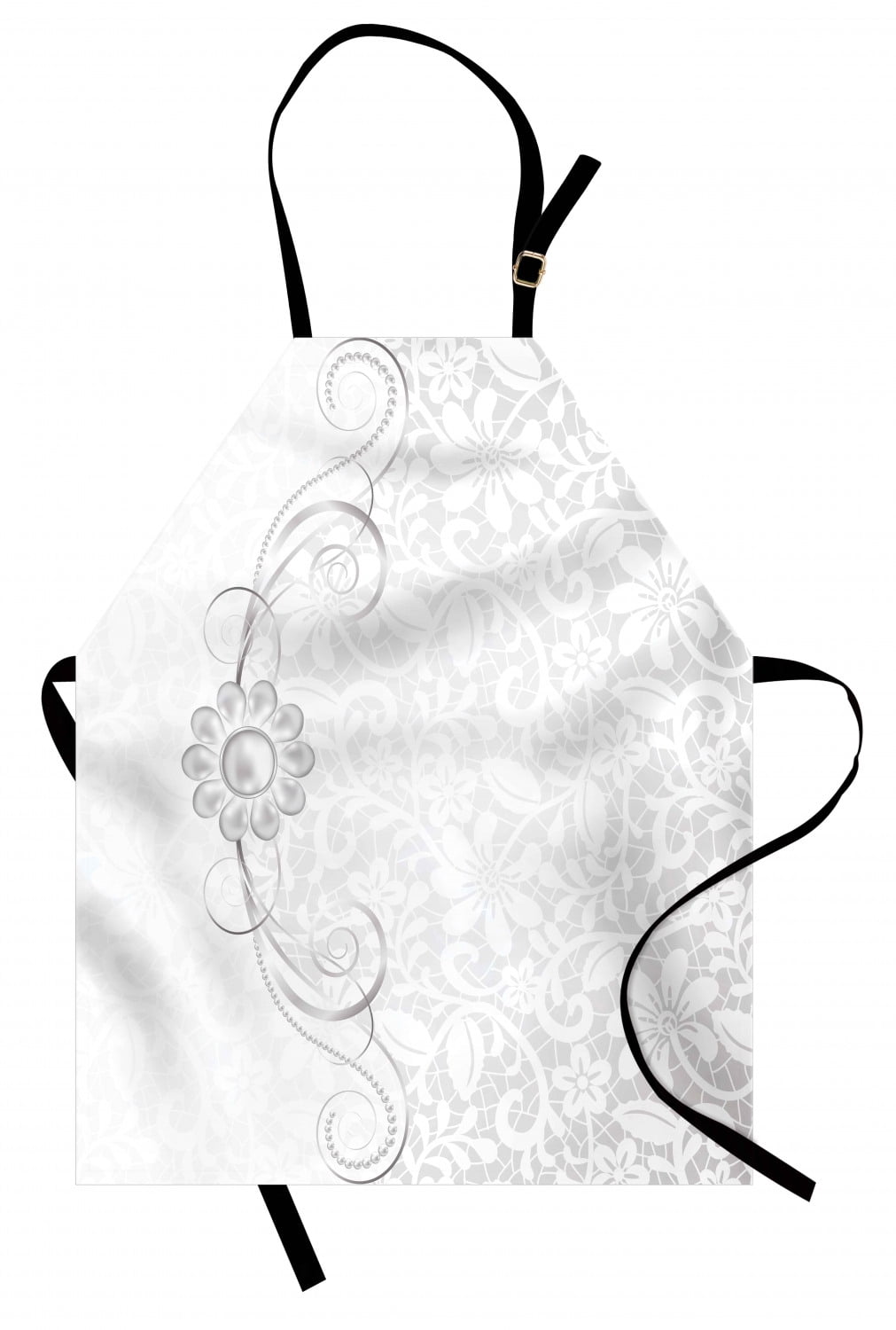 Grey Apron Lace Inspired Flourish Motifs Background with Bridal Flower ...