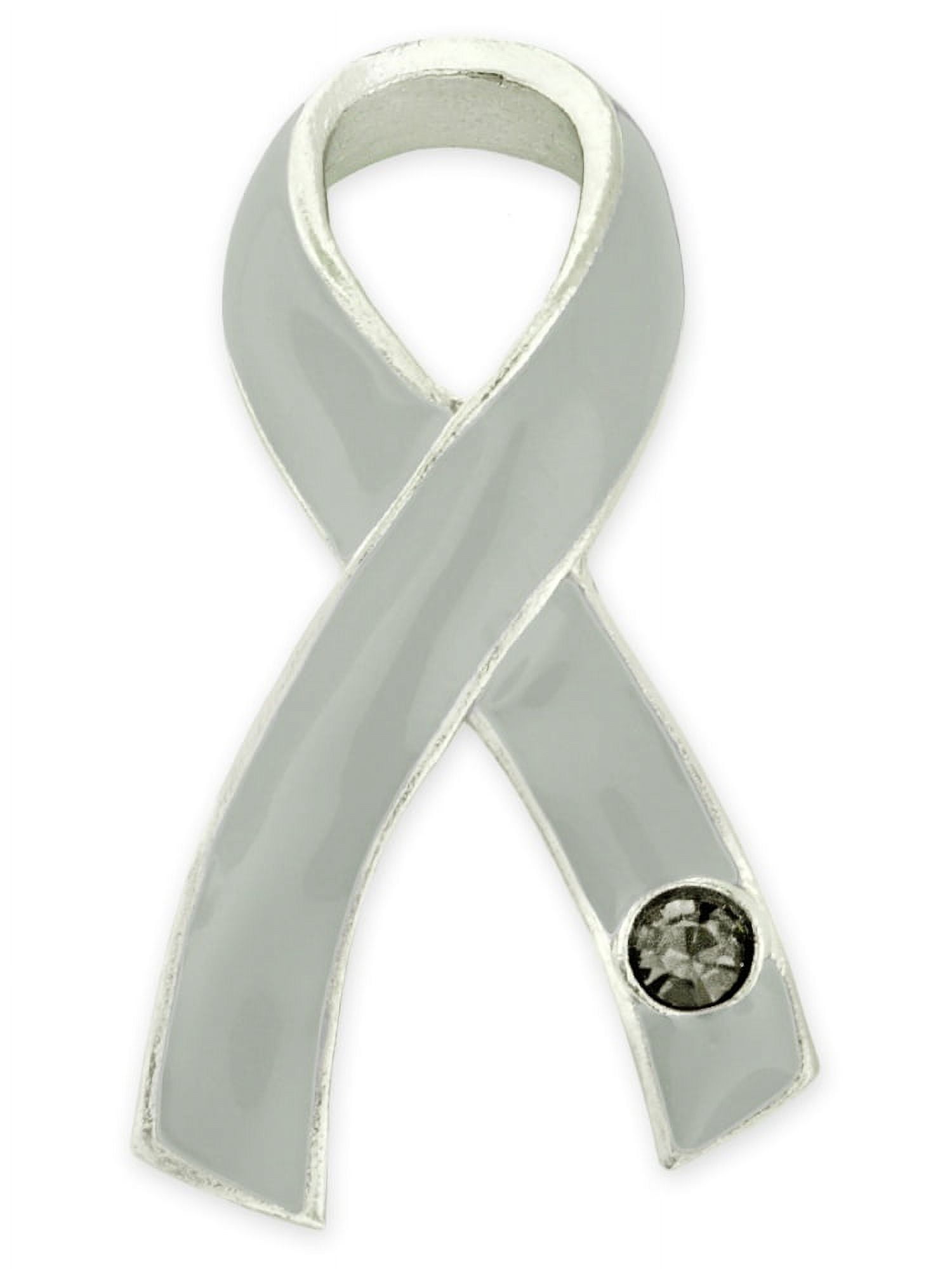 Grey Awareness Ribbon with Rhinestone Enamel Lapel Pin - Walmart.com