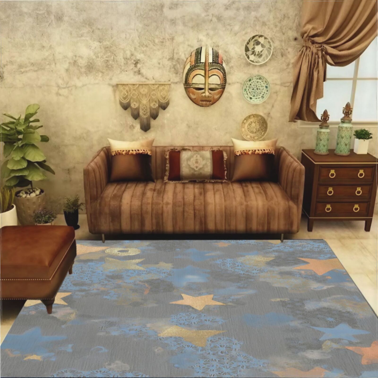 Grey Background Gold Stars Light Luxury Home Carpets Living Room ration ...