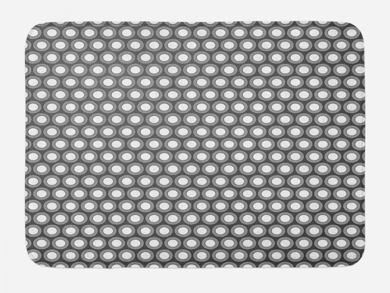 Grey Bath Mat, Shadowed Holes Circular with Disc Forms Unusual Round ...