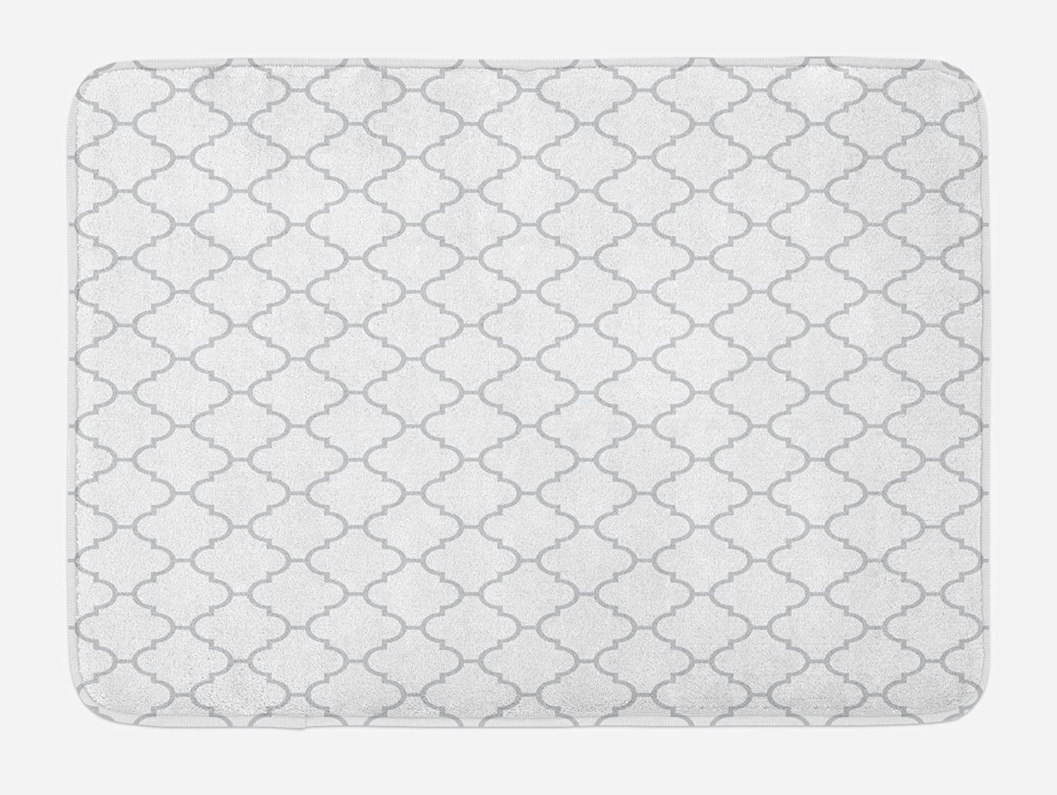 Grey Bath Mat, Simple Monochrome Patterns Geometric Linked Forms on ...