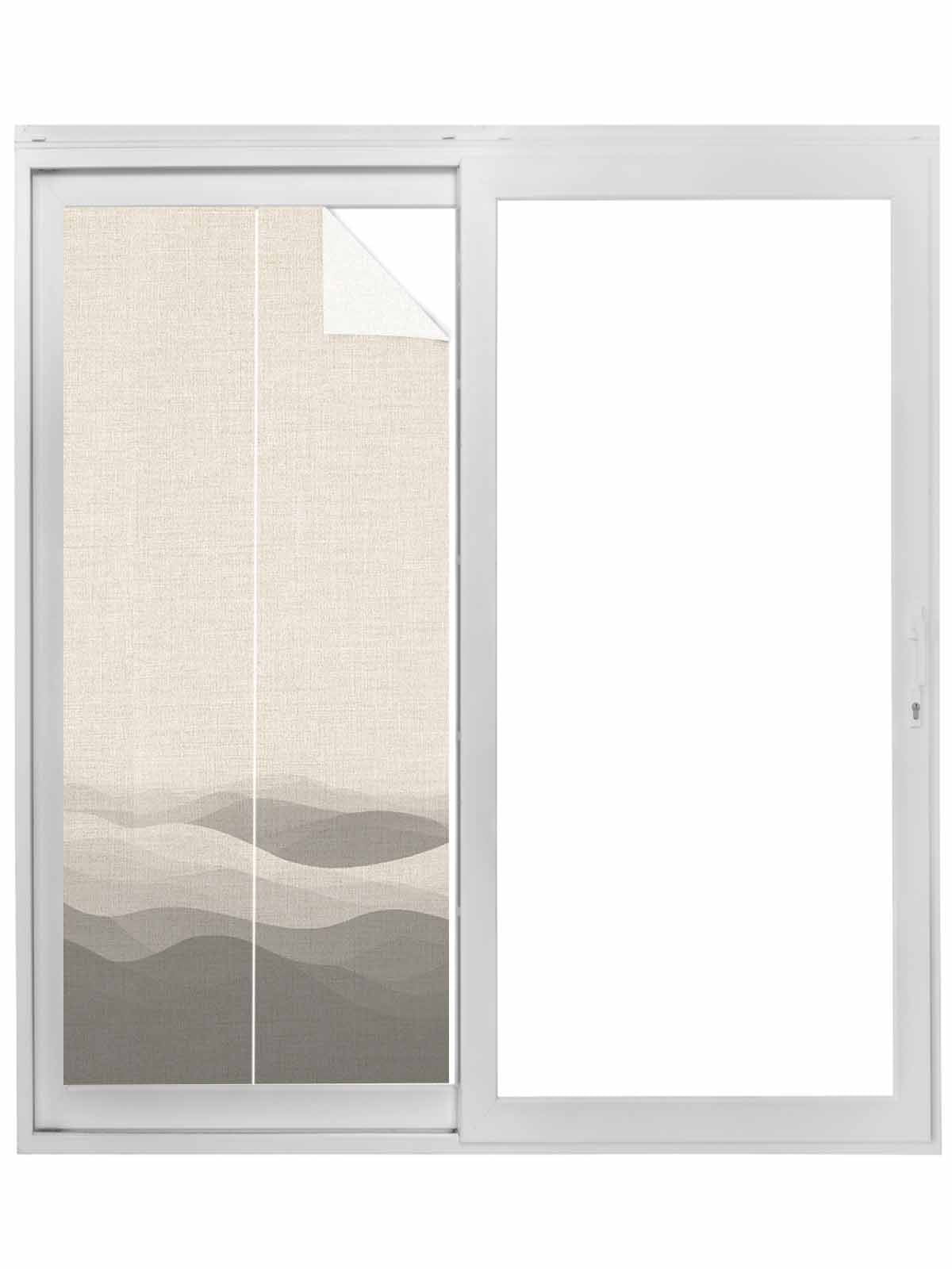 Grey Beige Ombre Window Privacy Film, Minimalist Ocean Waves Linen ...