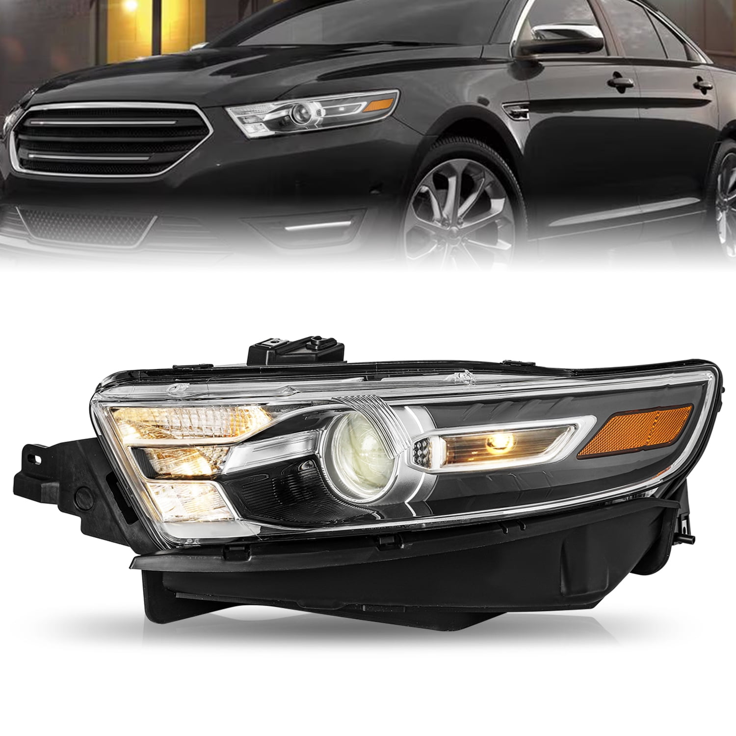 Grey Bezel Halogen Headlight For 2013-2014 Ford Taurus Left Driver Side ...